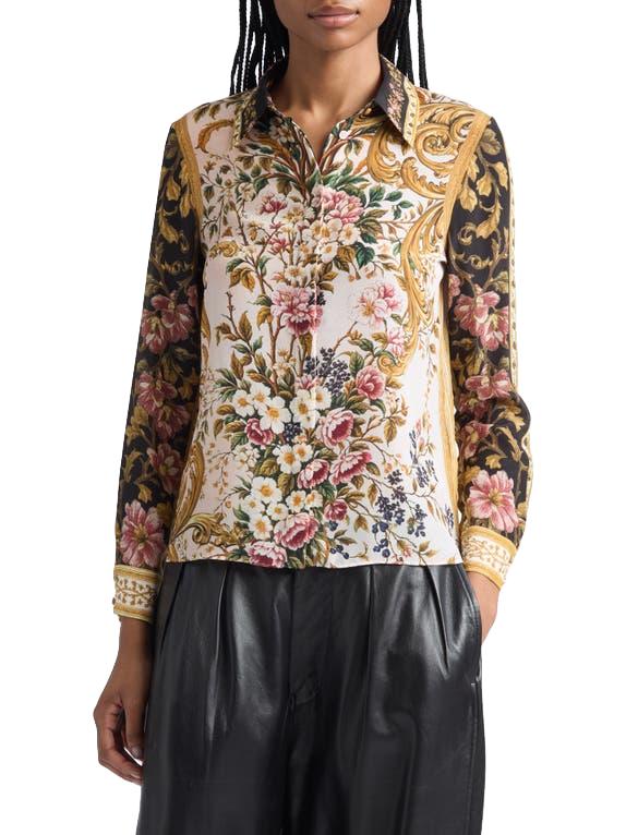 ALICE + OLIVIA willa placket silk shirt